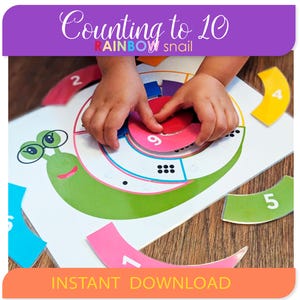 Counting 1–10 | Snail Rainbow Colors Matching | Busy Book Printable ...