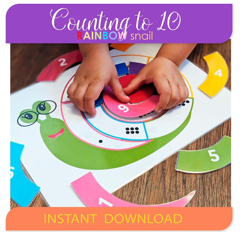 Counting 1–10 | Snail Rainbow Colors Matching | Busy Book Printable ...
