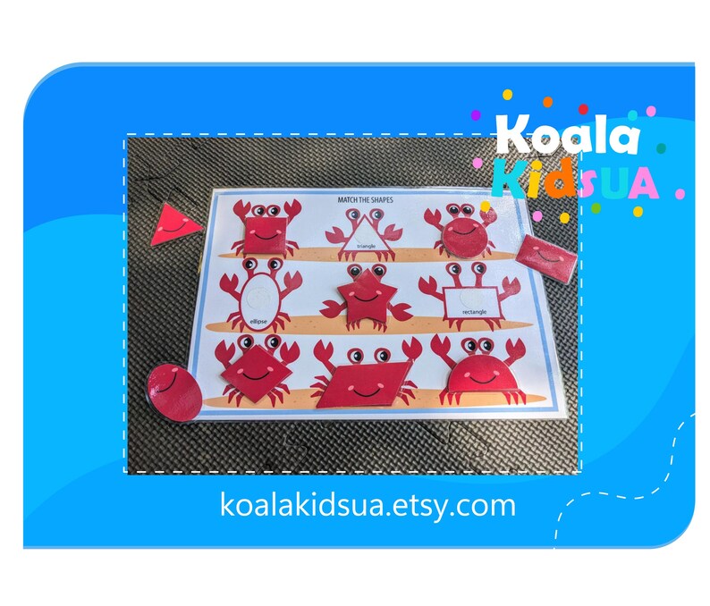 Crab Shape Matching Game: Summer Beach Activity (digital Download) - Etsy