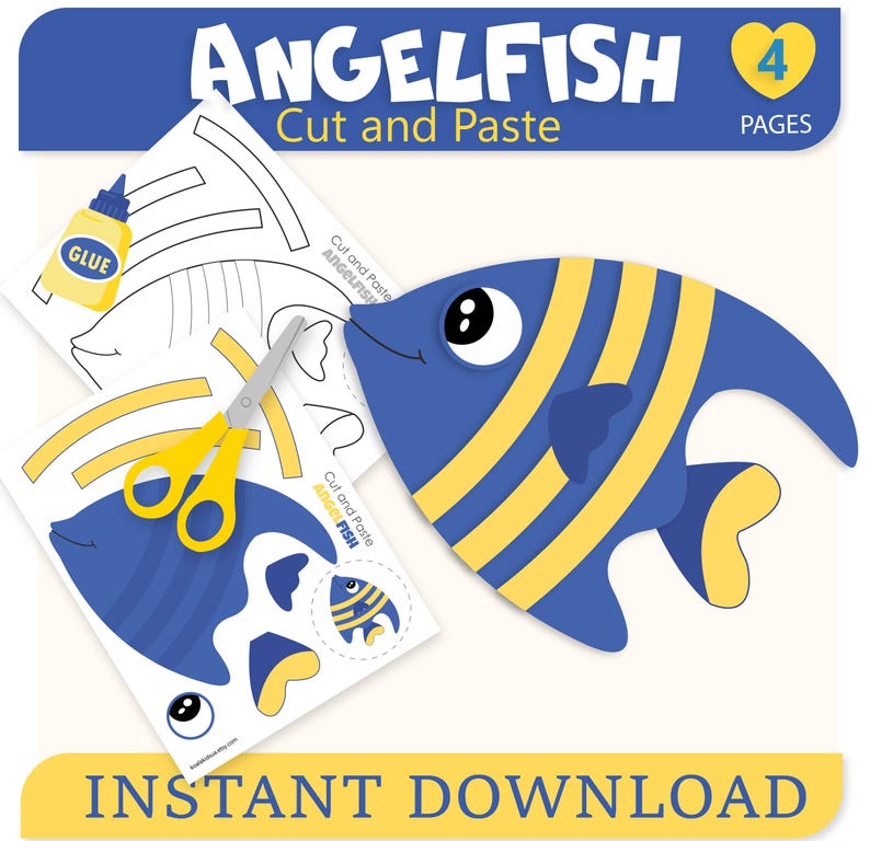 Angelfish Craft Template: Printable Paper Ocean Activity (color & Cut ...