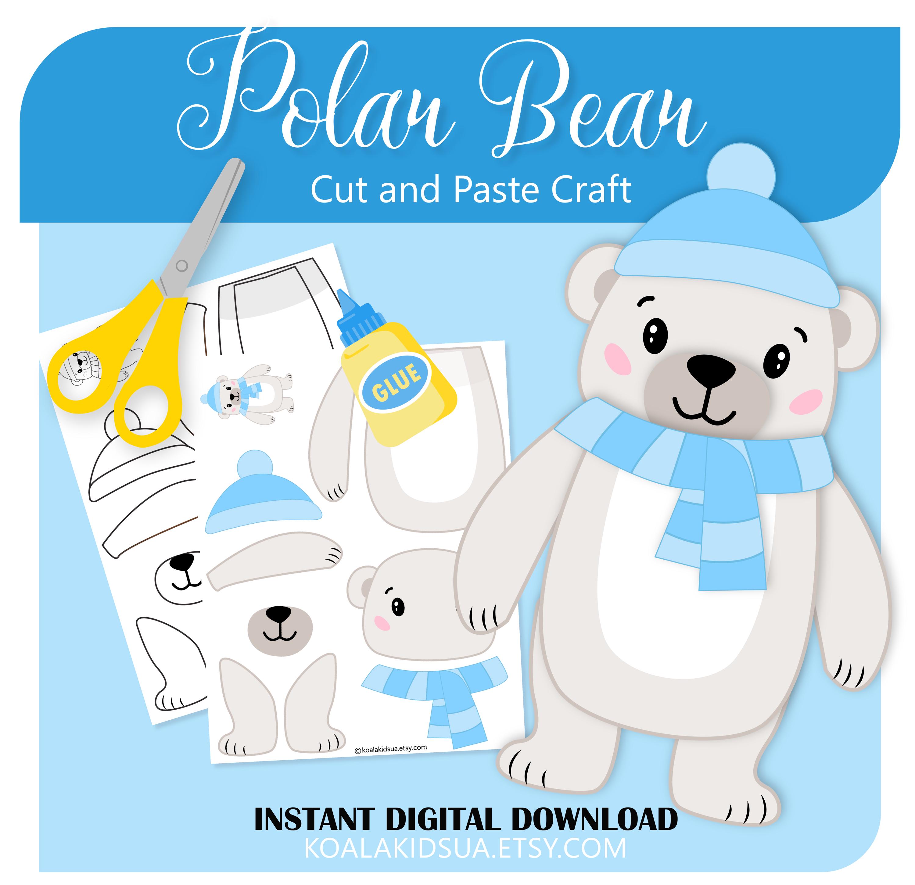 Polar Bear Craft Template – Winter Cut and Paste Activity (digital ...