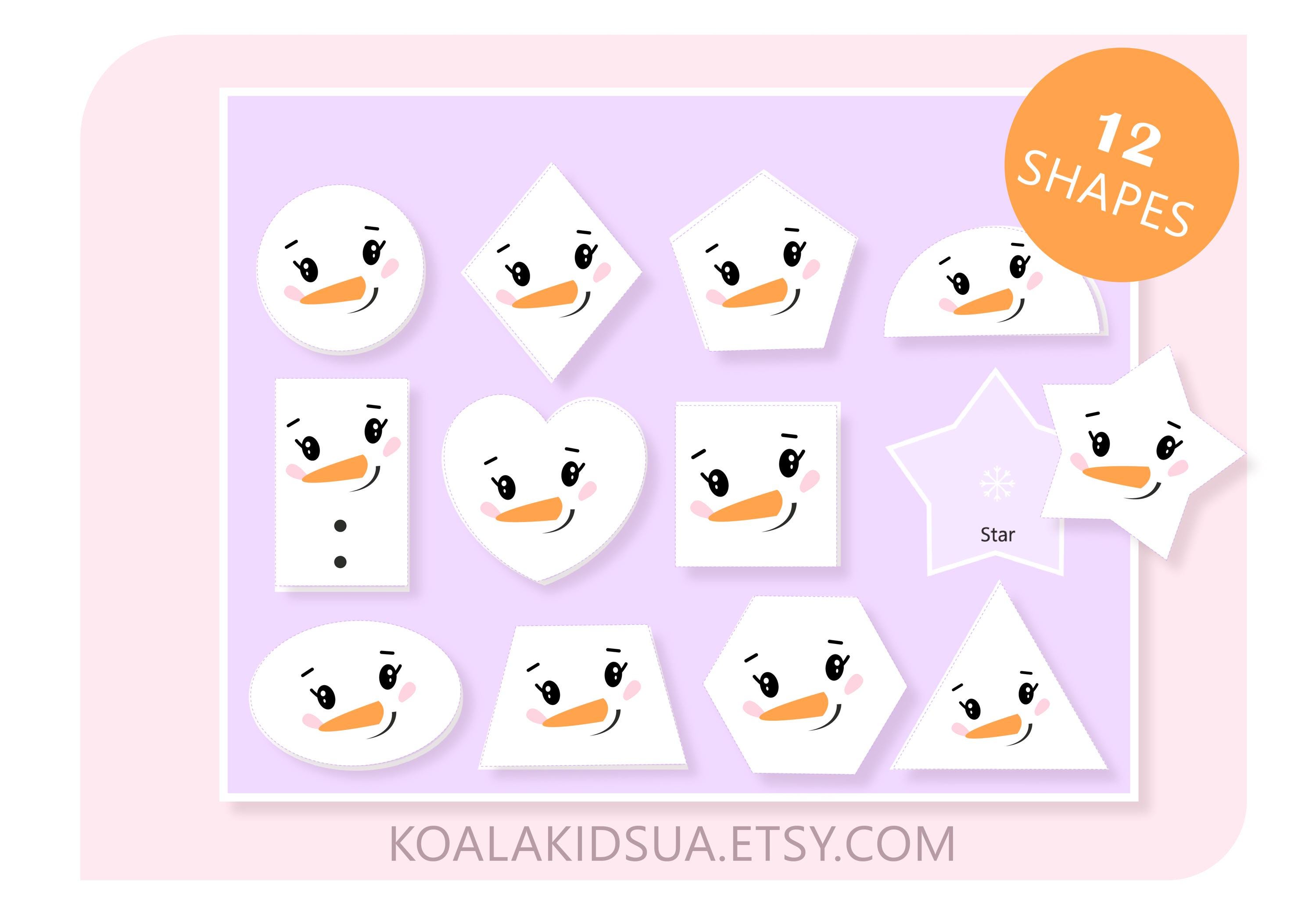 Snowman 2D Shapes Matching Winter Busy Book Page File Folder Games ...