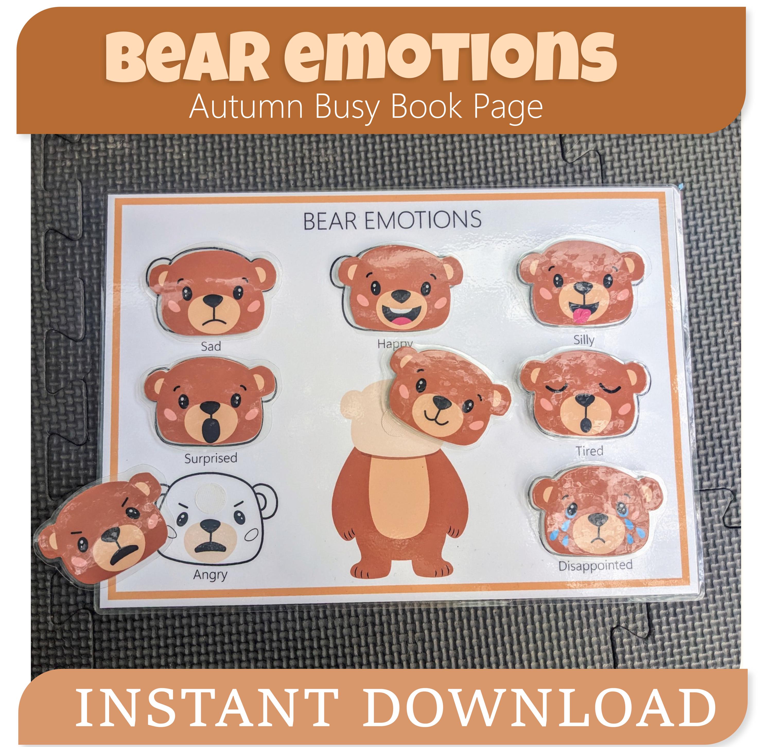 Bear Emotions Matching Game: Preschool Printable Activity (PDF Download ...