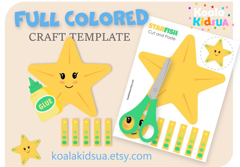 Starfish Craft Template: Cut, Paste & Color - Preschool Ocean Art ...