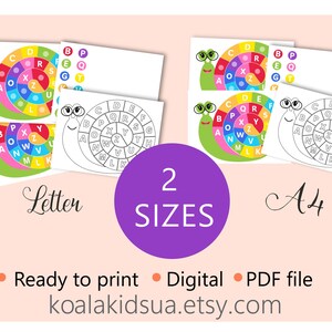 Alphabet Matching Rainbow Summer Snail Velcro Busy Book Printable ...