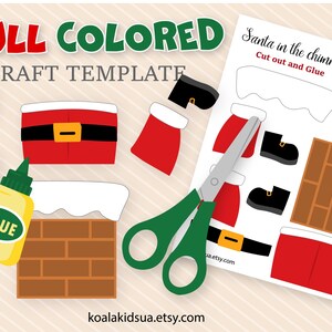 Santa in Chimney | Cut Out & Glue | Printable Coloring Page | Christmas ...