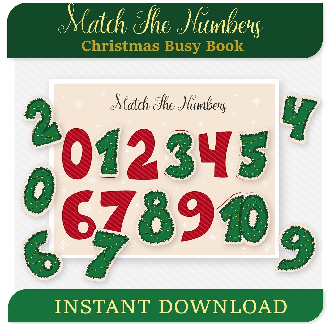 Christmas Numbers Matching | Busy Book Page Activity | Toddler Learning ...