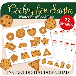 Cookies for Santa Shapes Matching Game: Christmas Preschool Printable ...