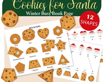 Cookies for Santa Shapes Matching Game: Christmas Preschool Printable ...