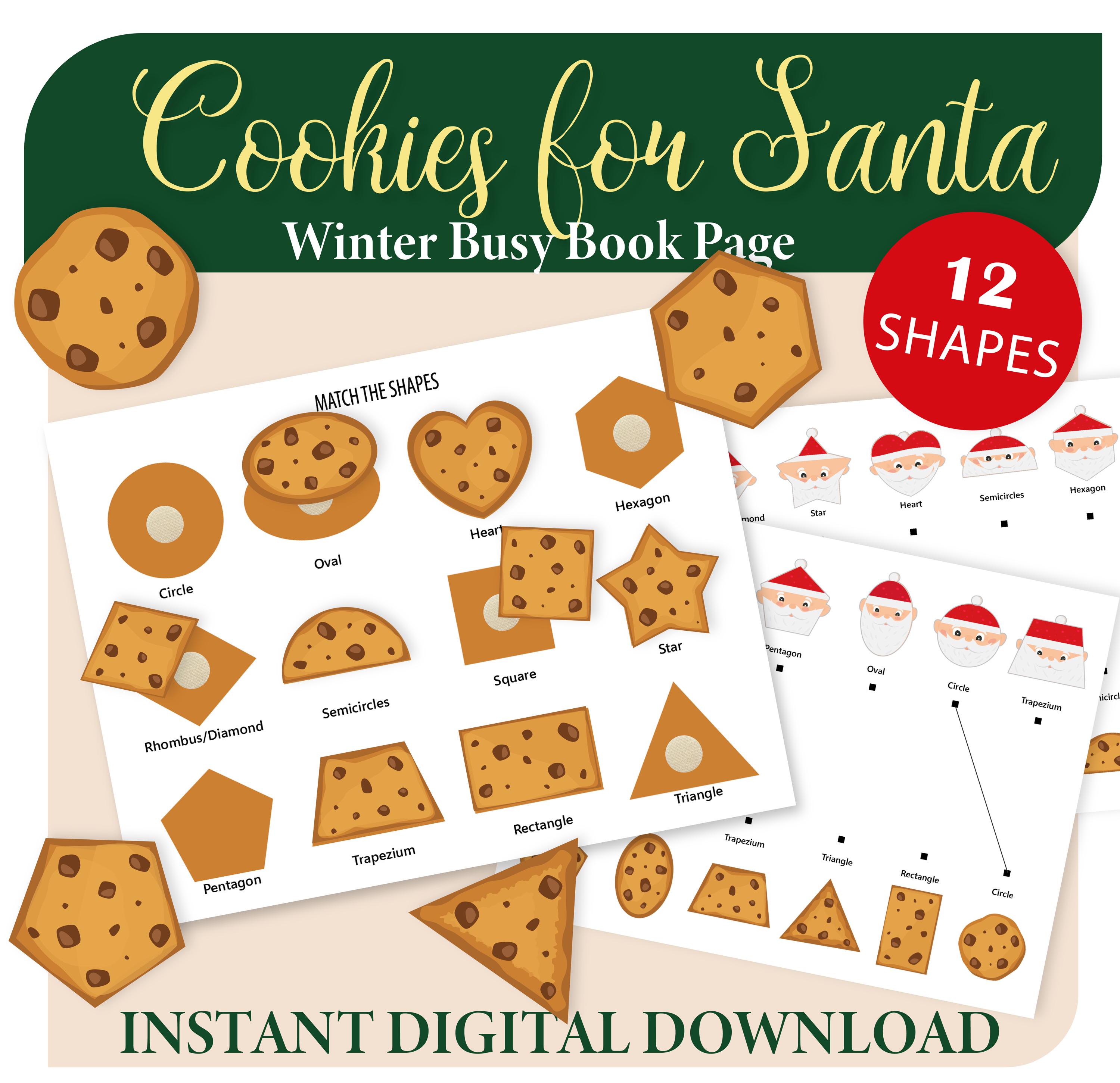 Cookies for Santa Shapes Matching Game | Printable Preschool Worksheets ...