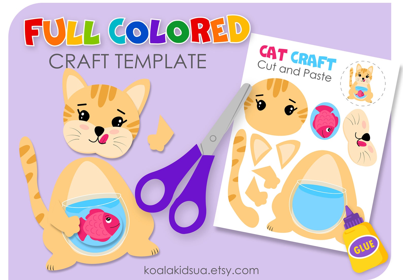 Cat Fish Craft for Kids | Pets Activities | Cut & Paste | Printable Pdf ...
