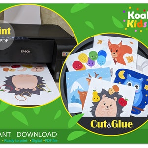Cut and Paste Printable Activity for Kids Forest Animals Vol.1 + BONUS ...