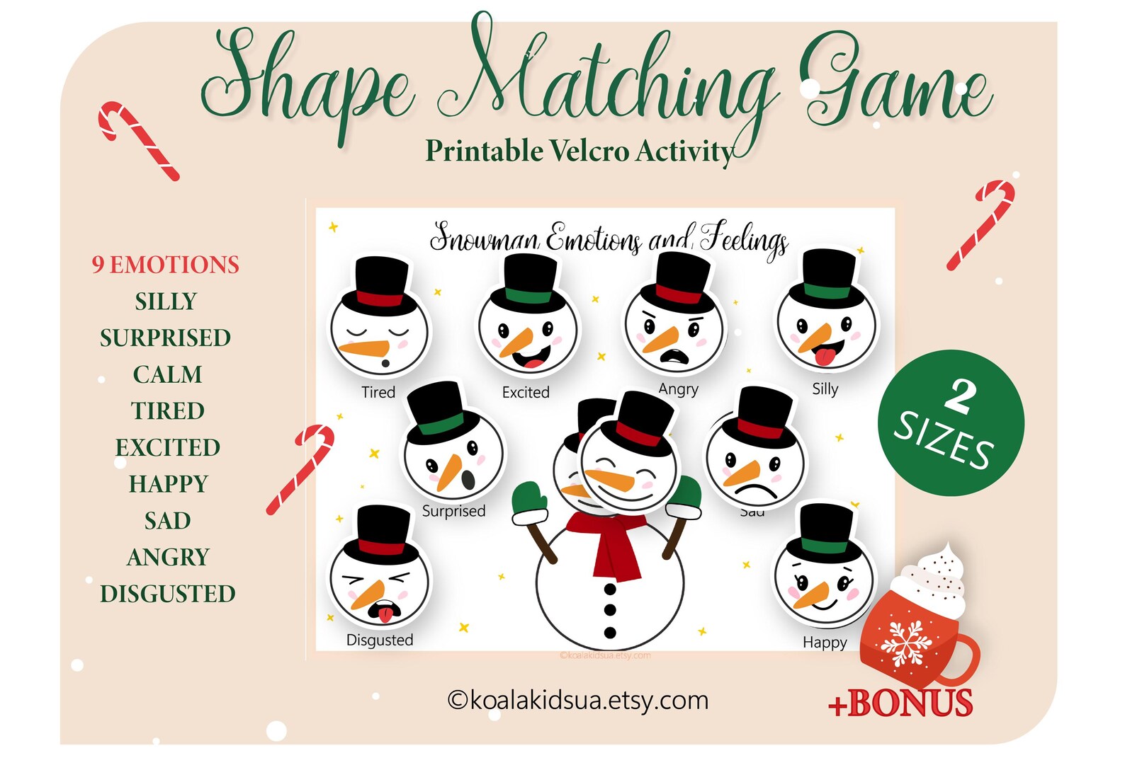 Snowman Emotions Matching Printable Game | Winter Christmas Busy Book ...