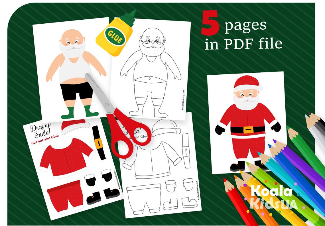 Dress up Santa Claus Paper Doll: Printable Christmas Activity (digital ...