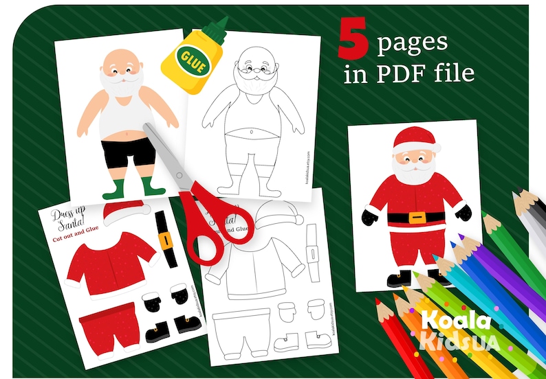 Dress up Santa Claus | Cut Out & Glue | Paper Doll| Printable Christmas ...