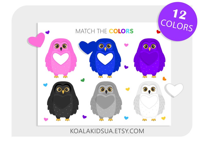 Owl Color Matching Game: Montessori Toddler Printable (digital Download ...