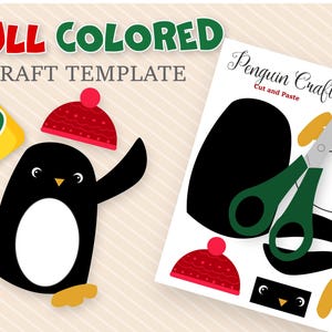 Penguin Cut and Glue | Paper Christmas Craft | Coloring Page ...