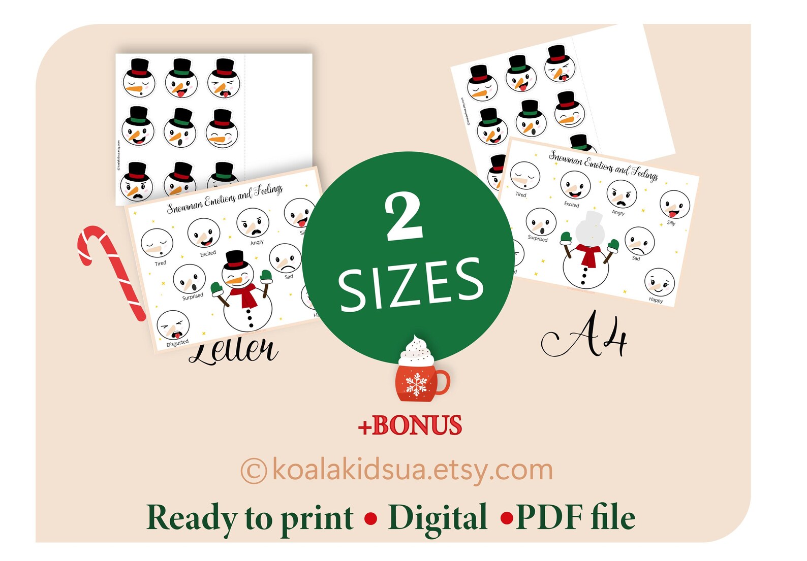 Snowman Emotions Matching Printable Game | Winter Christmas Busy Book ...