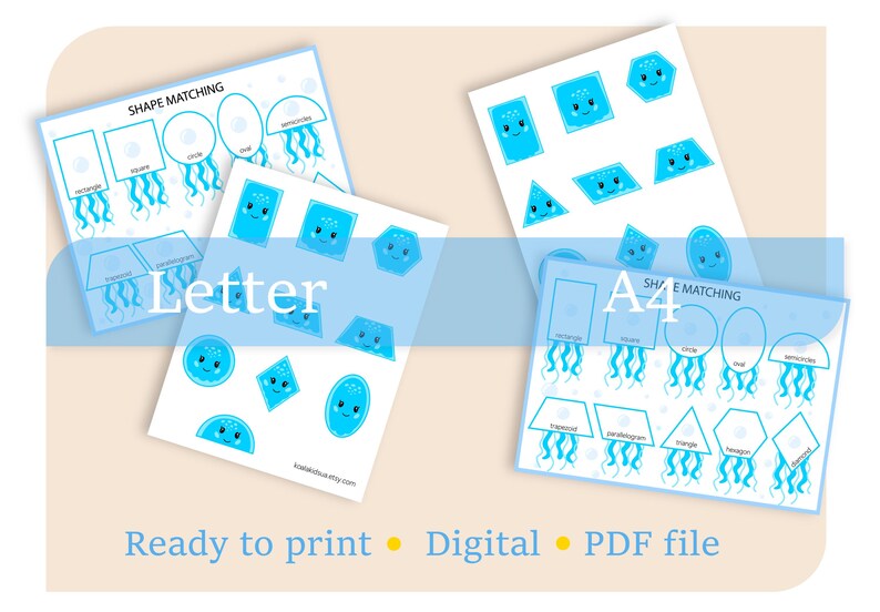 Jellyfish Activities | Shape Matching | Digital 2D Shapes Summer Busy ...