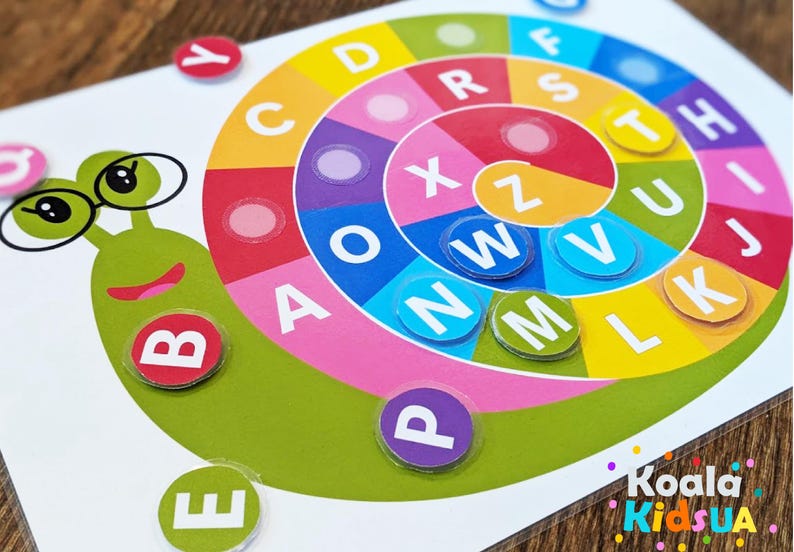 Alphabet Matching Rainbow Summer Snail Velcro Busy Book Printable ...