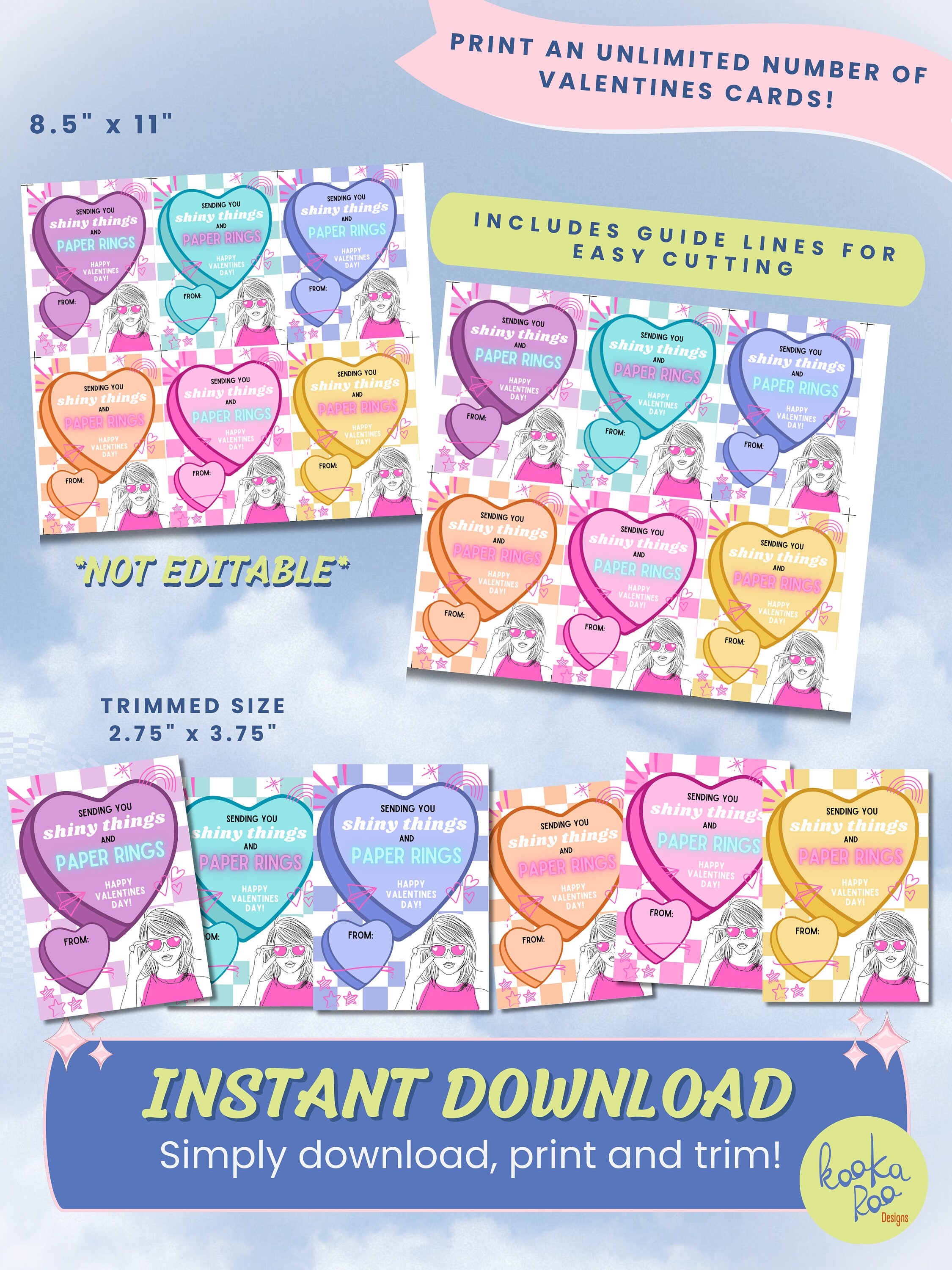 DIGITAL DOWNLOAD Easy Print Printable Swiftie Valentines Taylor Swift ...