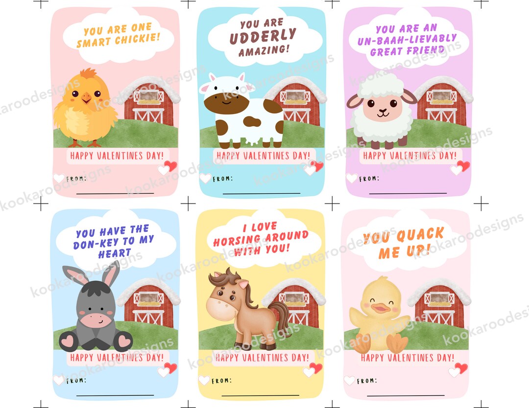 DIGITAL DOWNLOAD | Easy Print | Printable | Farm Valentine | Farm ...