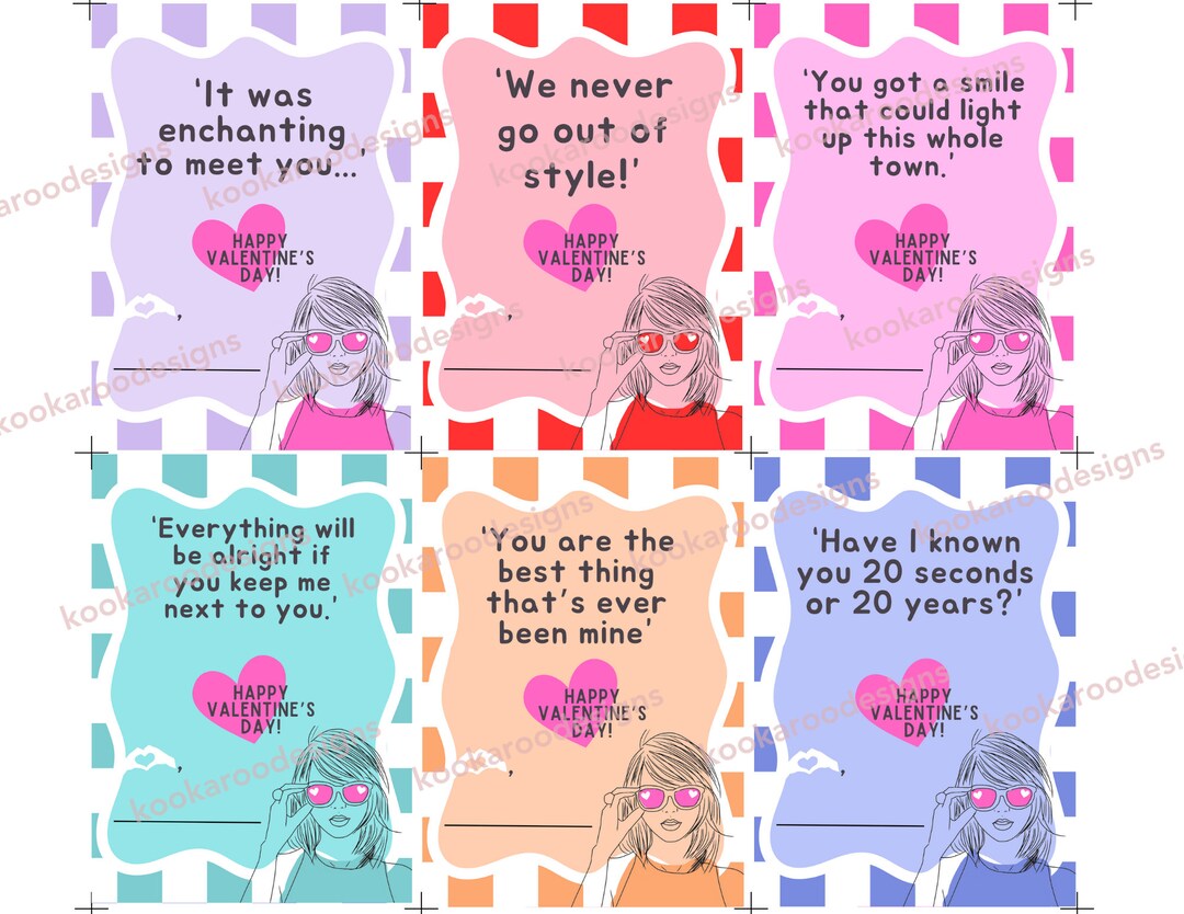 DIGITAL DOWNLOAD Easy Print Printable Swiftie Valentines Taylor Swift ...