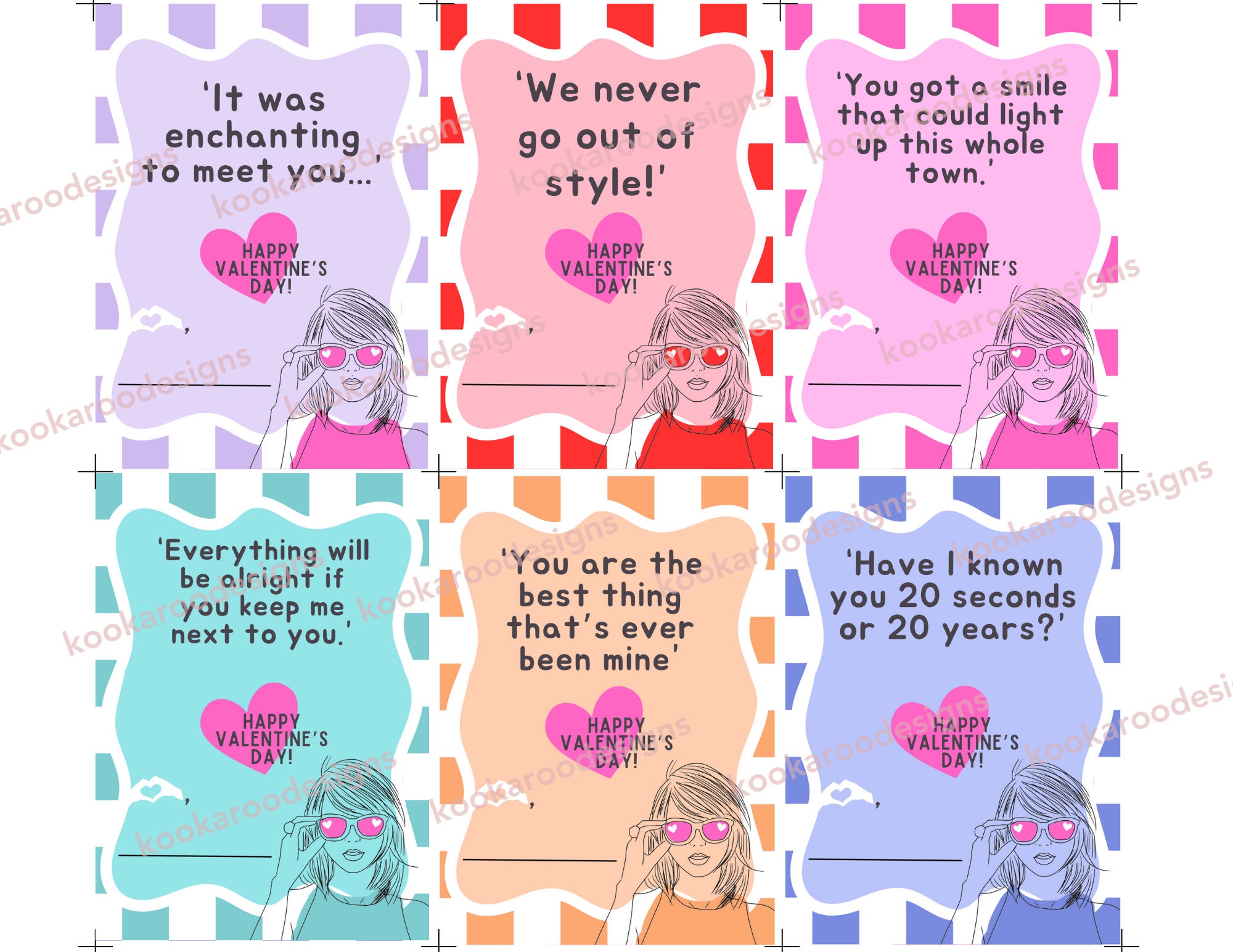 DIGITAL DOWNLOAD Easy Print Printable Swiftie Valentines Taylor Swift ...