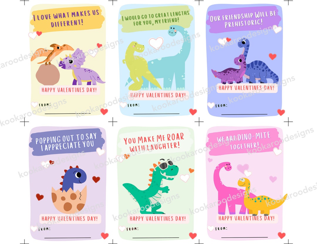 DIGITAL DOWNLOAD | Easy Print | Printable | Dino Valentine | Dinosaur ...