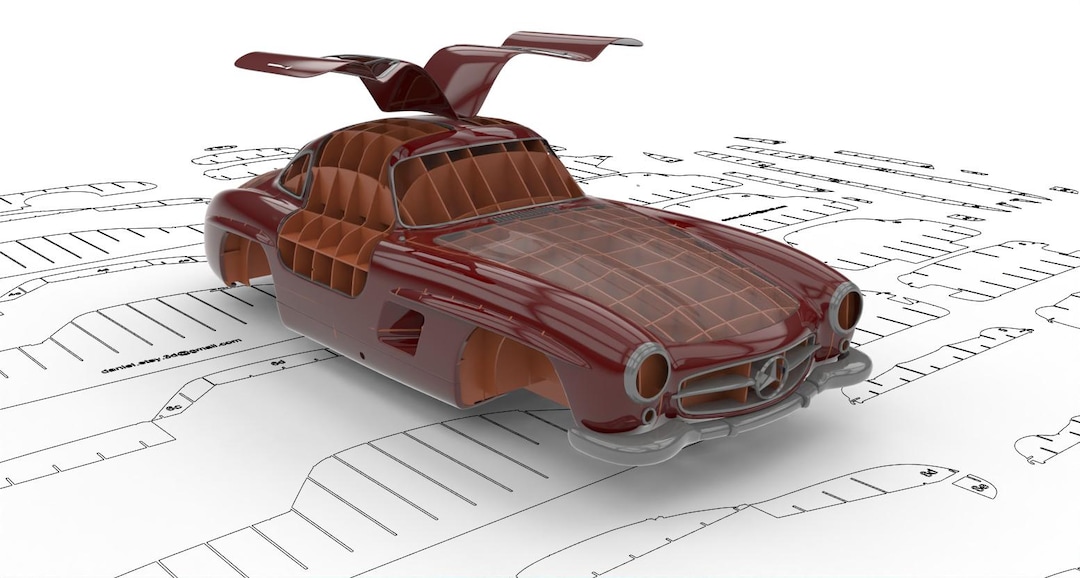 MERCEDES BENZ 300SL GULLWING Blueprint Body Bucks Scale 1 1 Replica ...