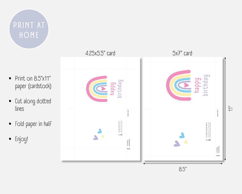 Rainbow Birthday Card Printable Greeting Card Happy Birthday Card for ...