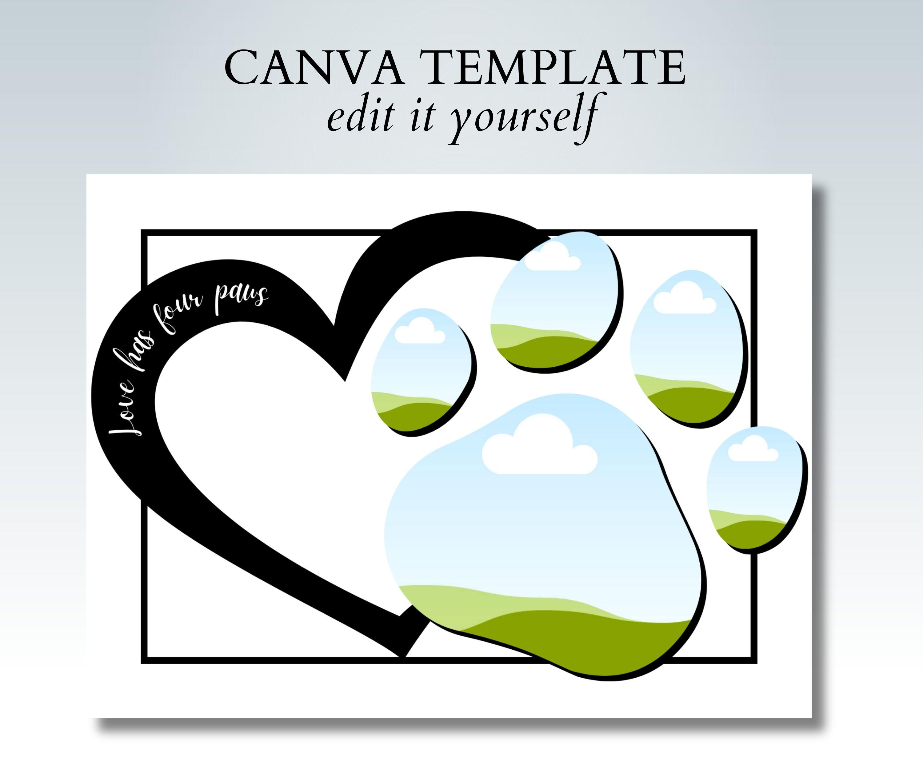 Pet Photo Collage Template – Paw Print With Heart & Quote “love Has ...