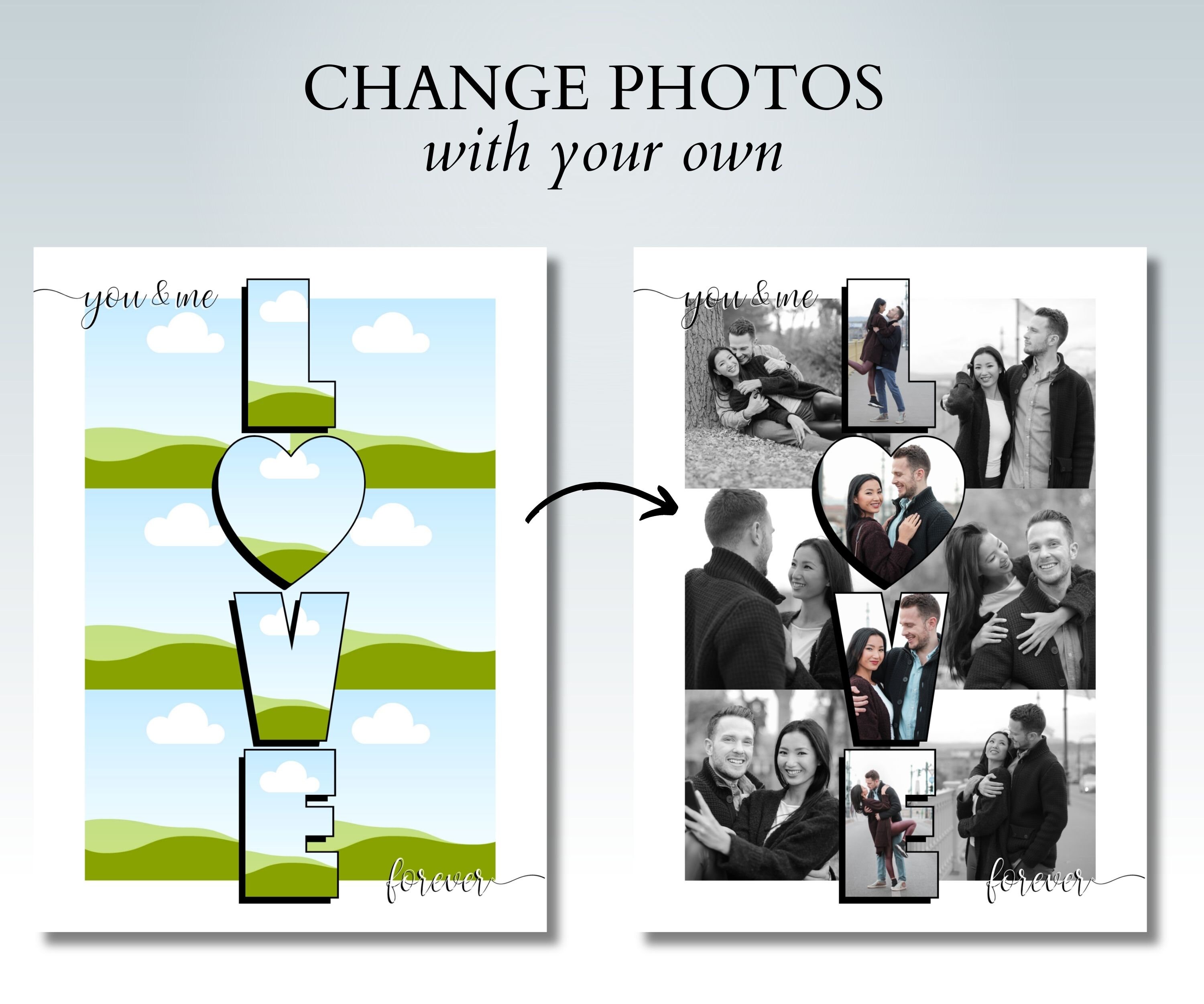 LOVE Photo Collage | Canva Template | Printable Personalized Wall Art ...