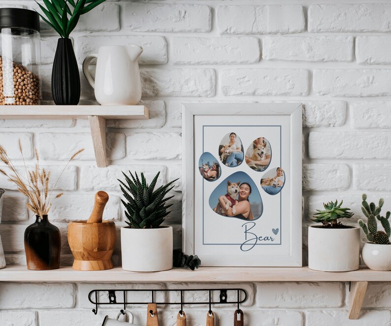 Pet Photo Collage Template – Paw Print With Pet Name | Canva Editable ...