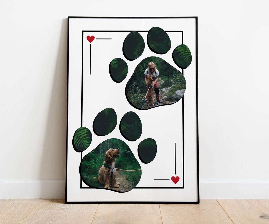 SET of PAW PRINTS Photo Collage for 10 Photos | Canva Template ...