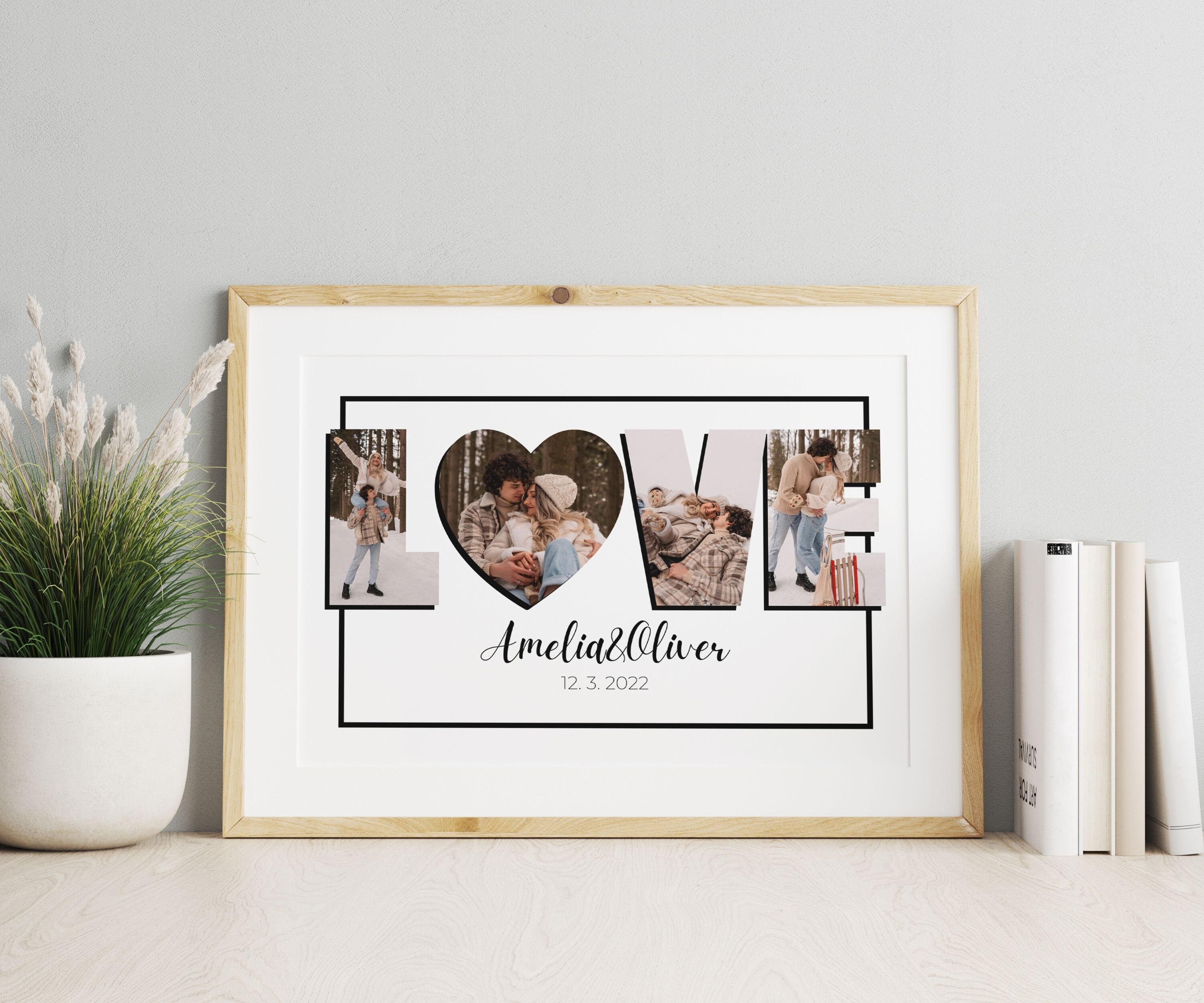 LOVE With NAMES and DATE Photo Collage | Canva Template | Printable ...