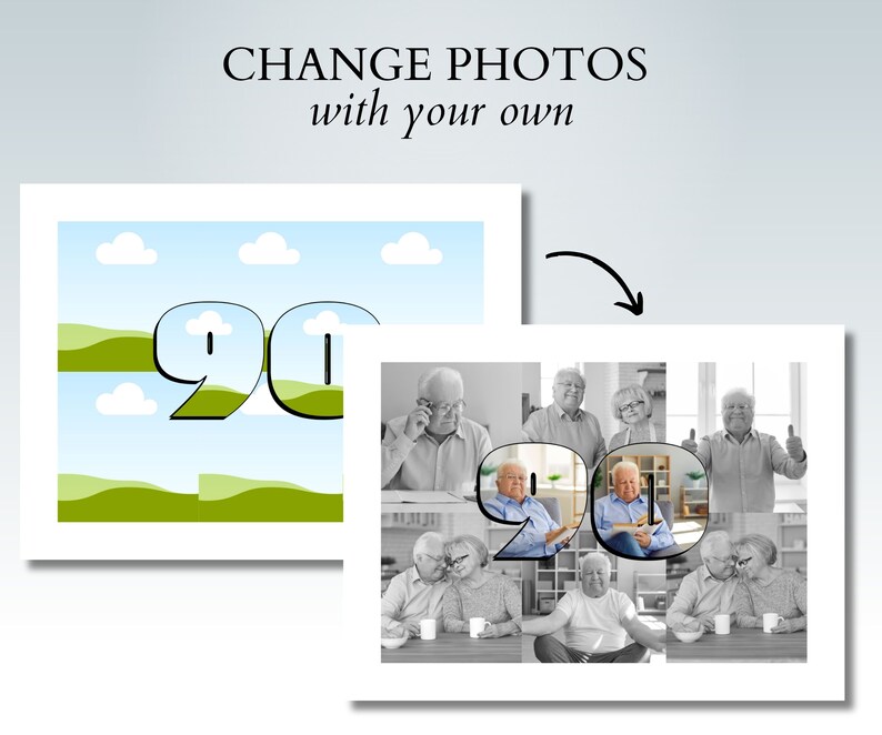 90 Photo Collage Canva Template Printable Personalized Wall Art Edit It ...