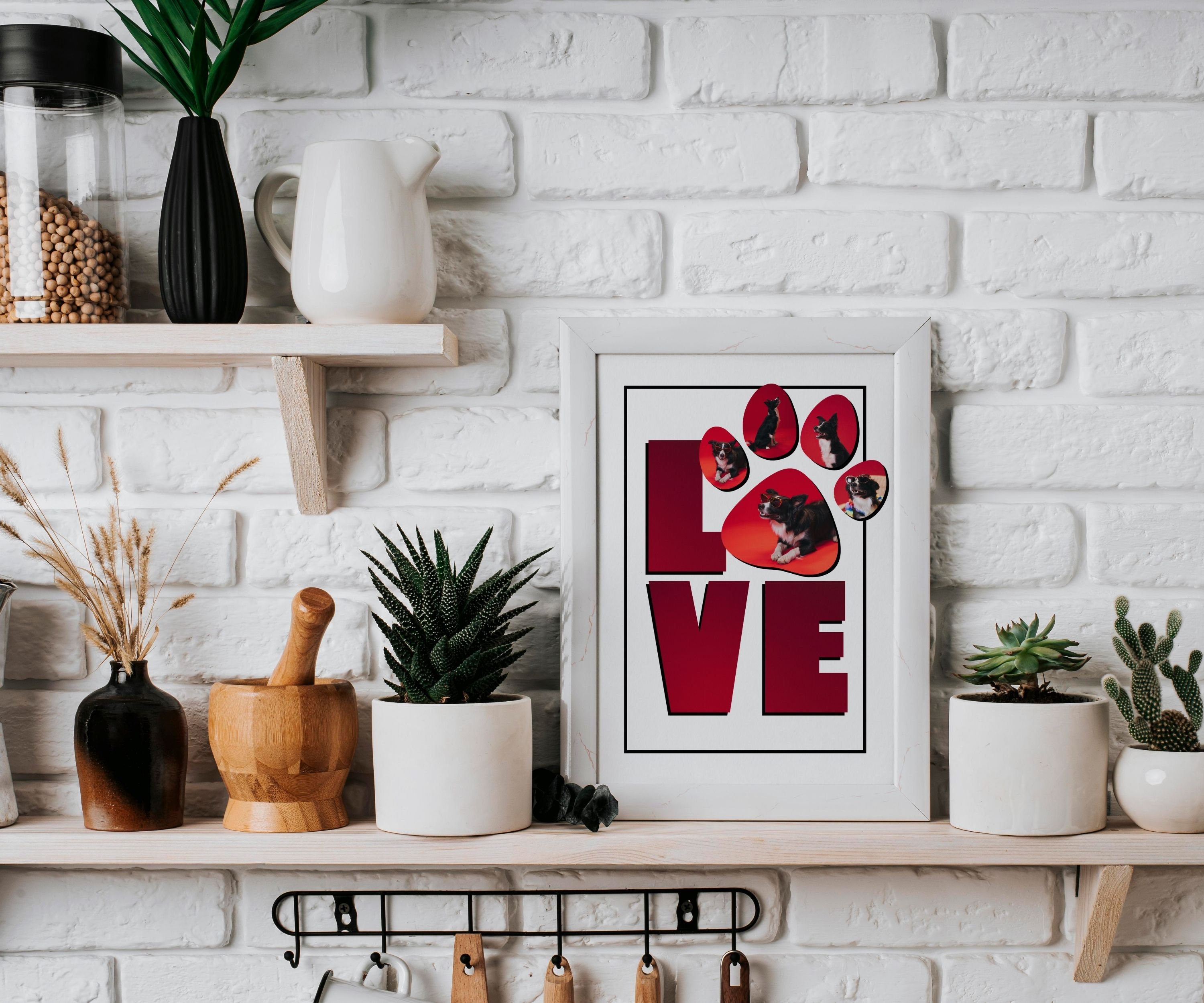 LOVE With PAW PRINT Photo Collage Canva Template Printable Personalized ...