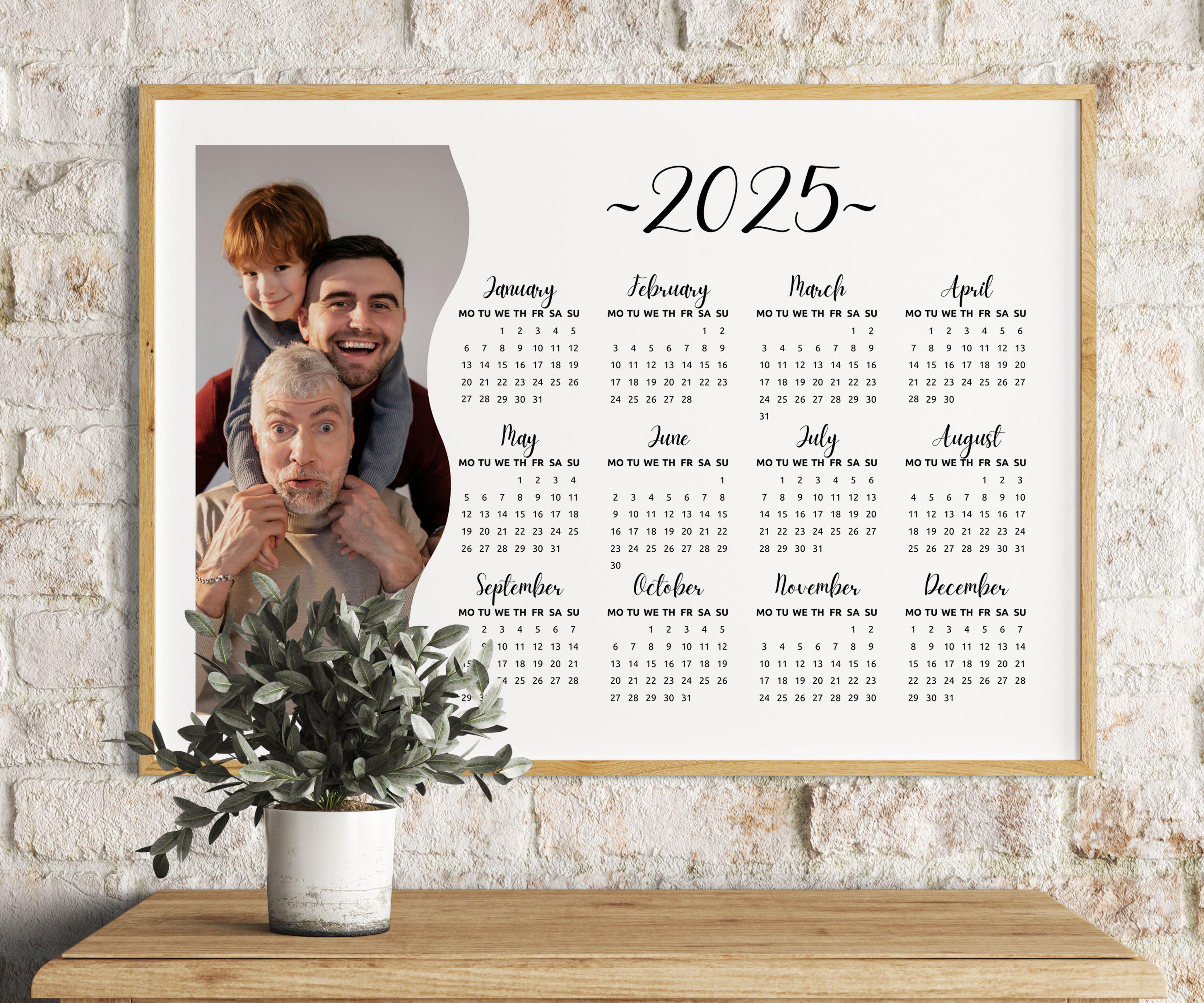 2025 Photo Calendar | Canva Template | Printable Personalized Wall Art ...