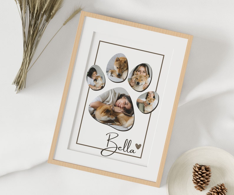 Pet Photo Collage Template – Paw Print With Pet Name | Canva Editable ...