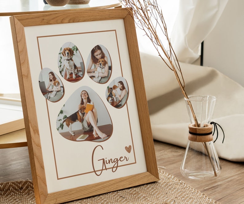 Pet Photo Collage Template – Paw Print With Pet Name | Canva Editable ...