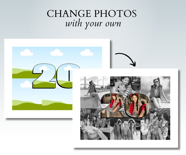 20 Photo Collage | Canva Template | Printable Personalized Wall Art ...