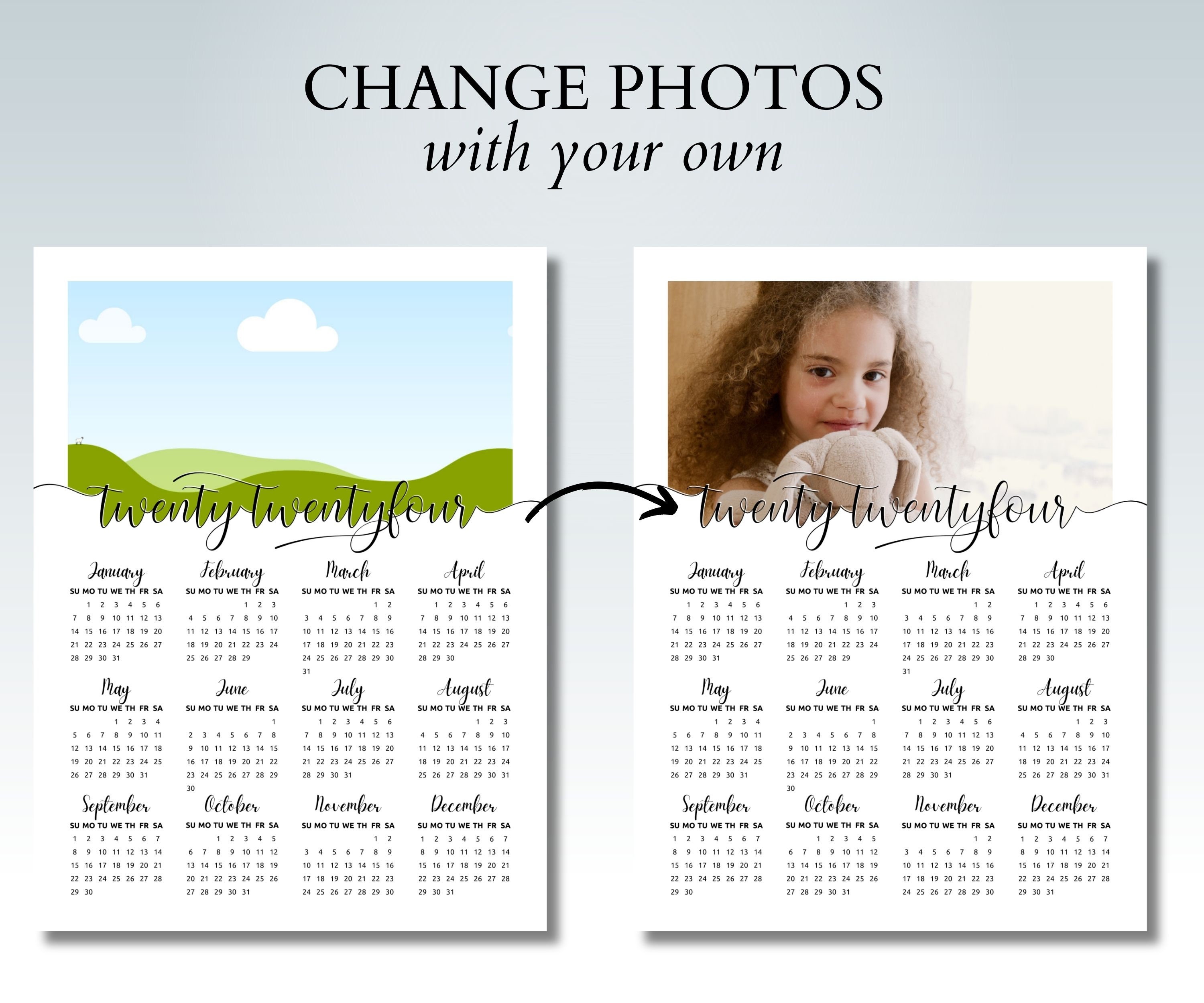 TWENTY TWENTY-FOUR Photo Calendar Canva Template - Etsy
