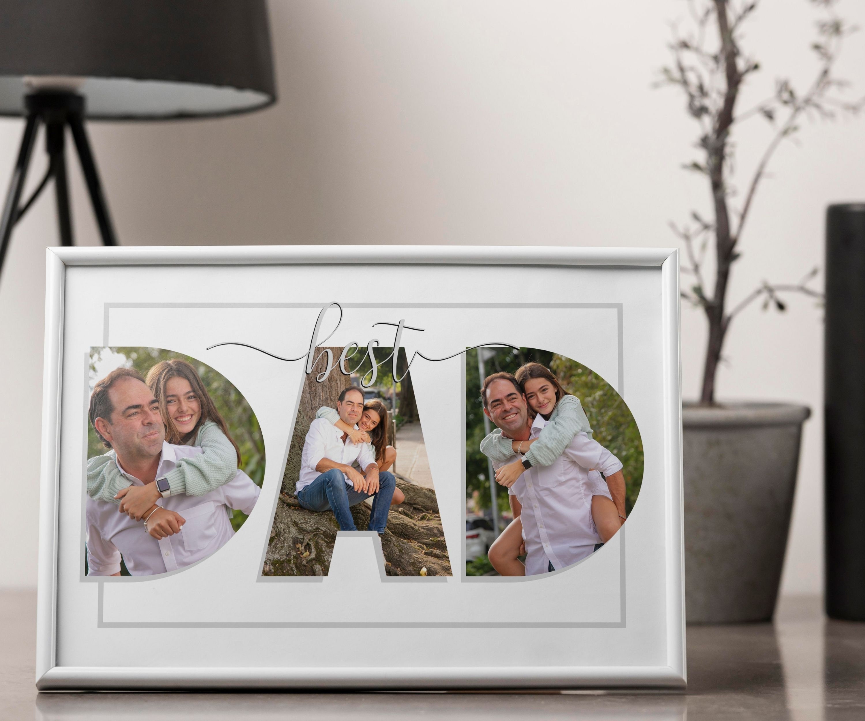BEST DAD Photo Collage Canva Template Printable Personalized Wall Art ...