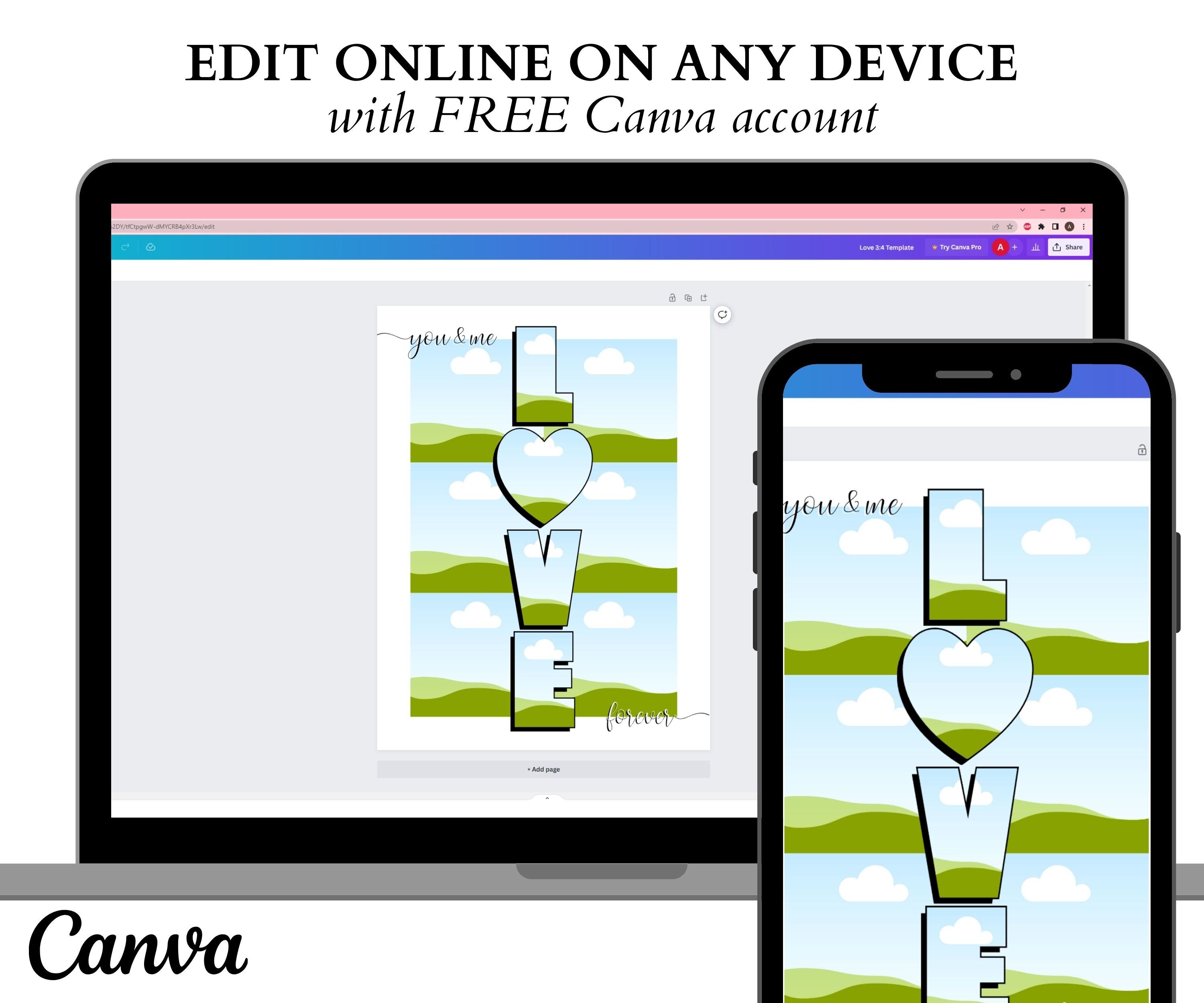 LOVE Photo Collage | Canva Template | Printable Personalized Wall Art ...