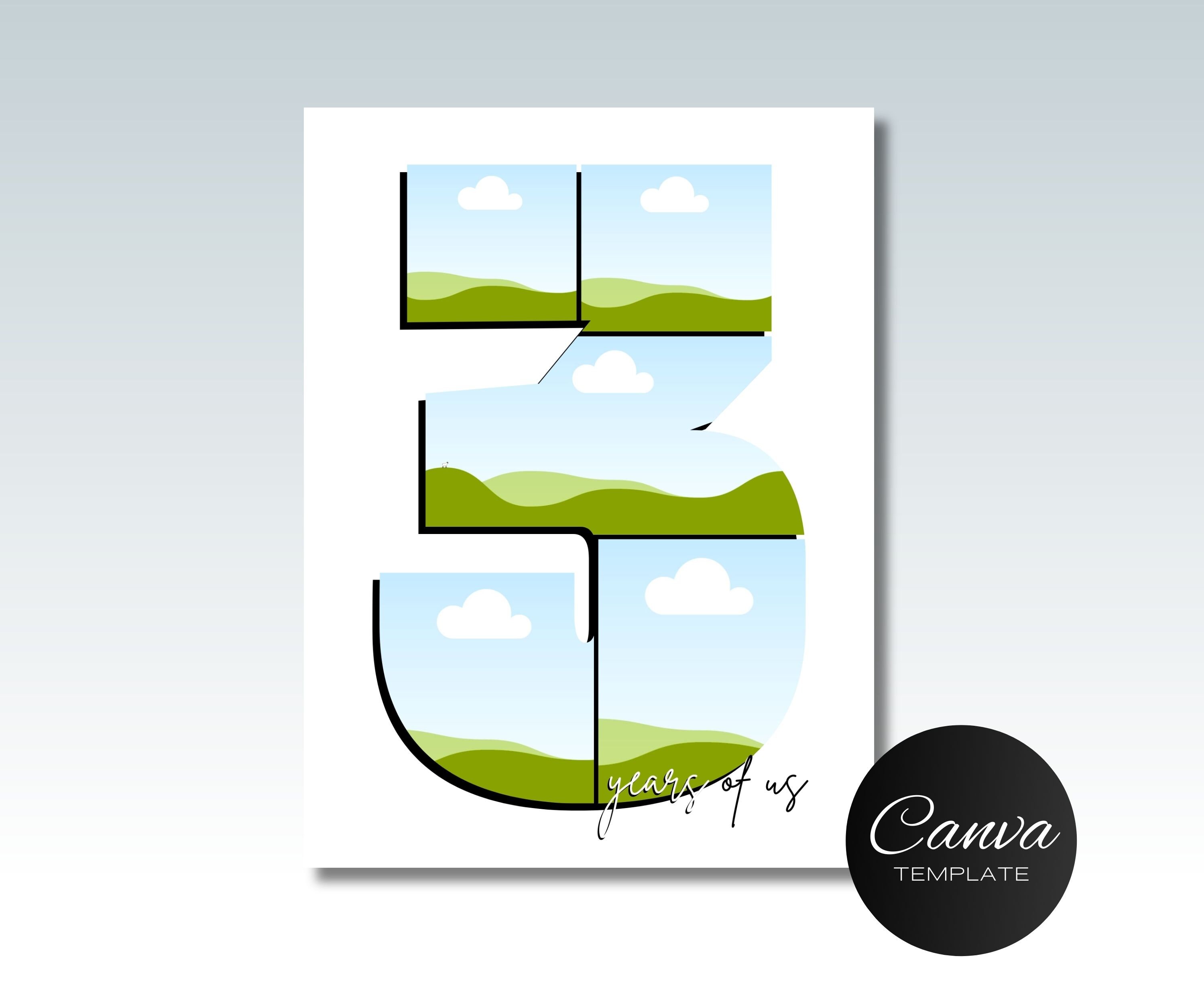 3 YEARS OF US Photo Collage Canva Template Printable Personalized Wall ...