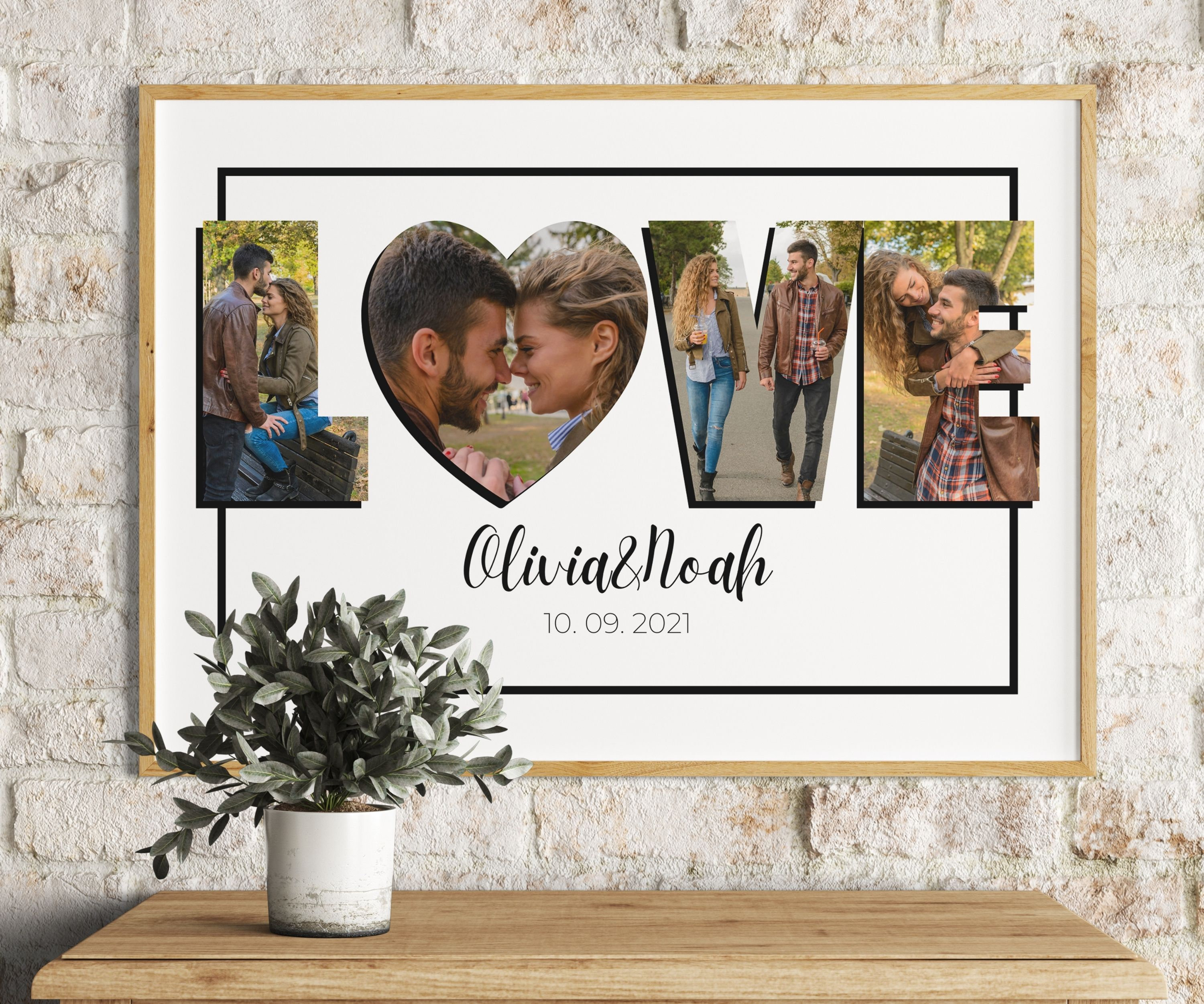 LOVE With NAMES and DATE Photo Collage Canva Template - Etsy