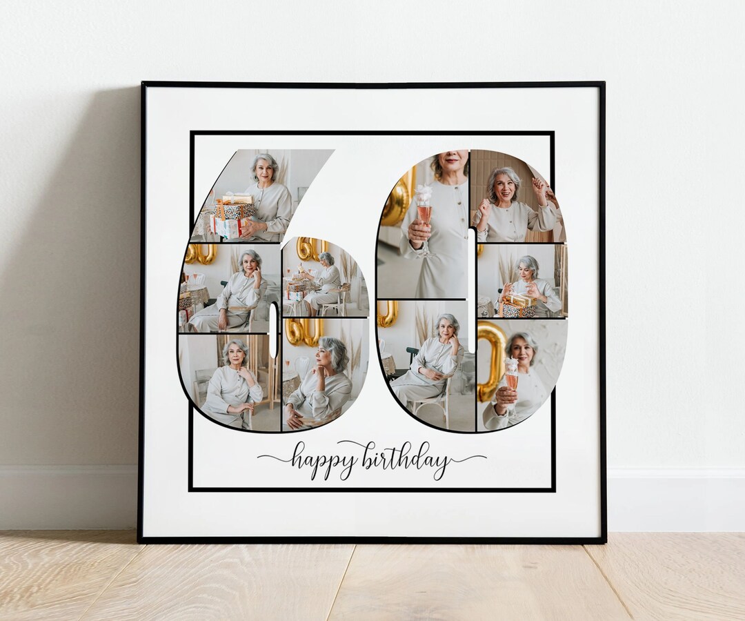 60 HAPPY BIRTHDAY Photo Collage | Canva Template | Printable ...