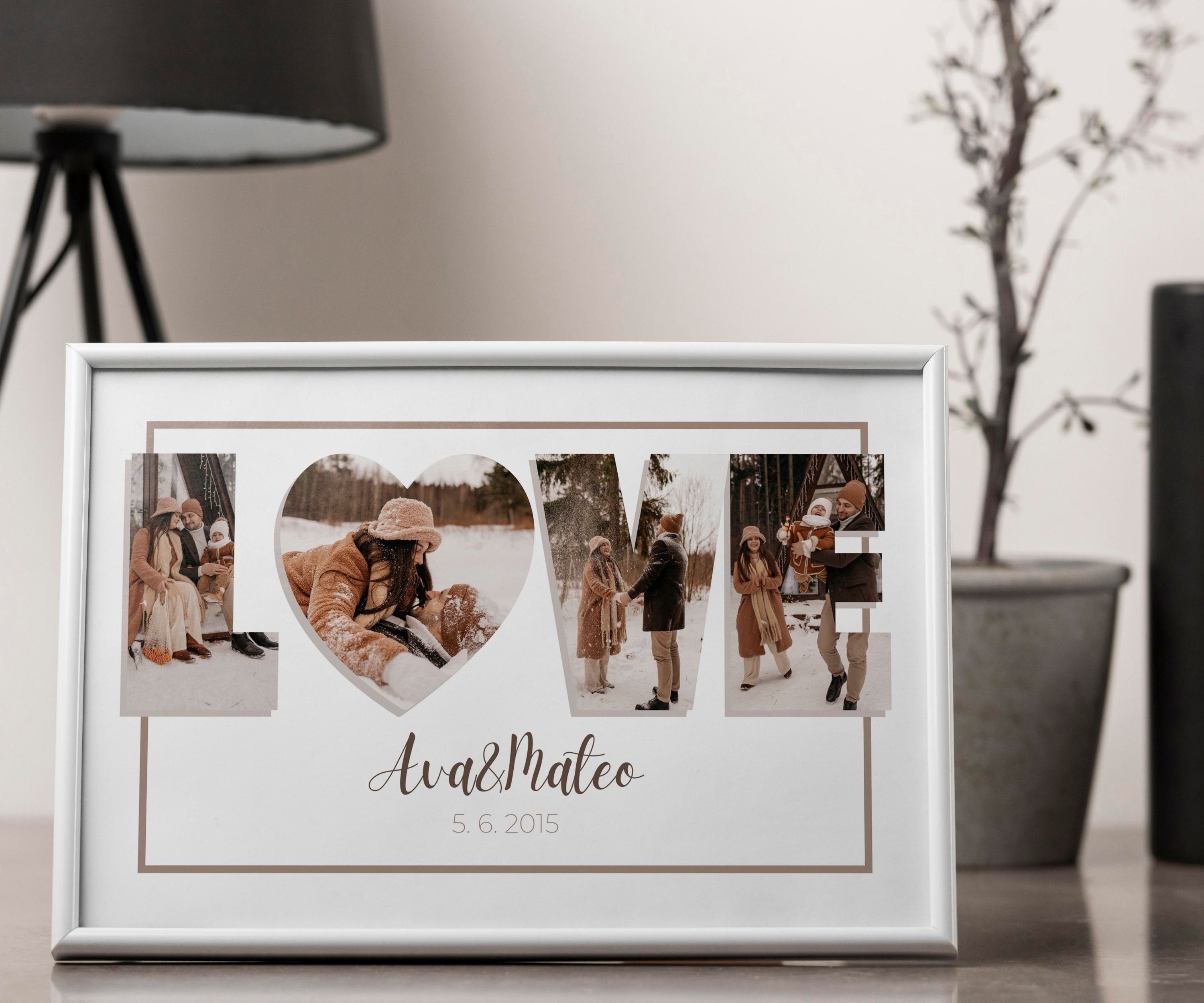 LOVE With NAMES and DATE Photo Collage Canva Template - Etsy