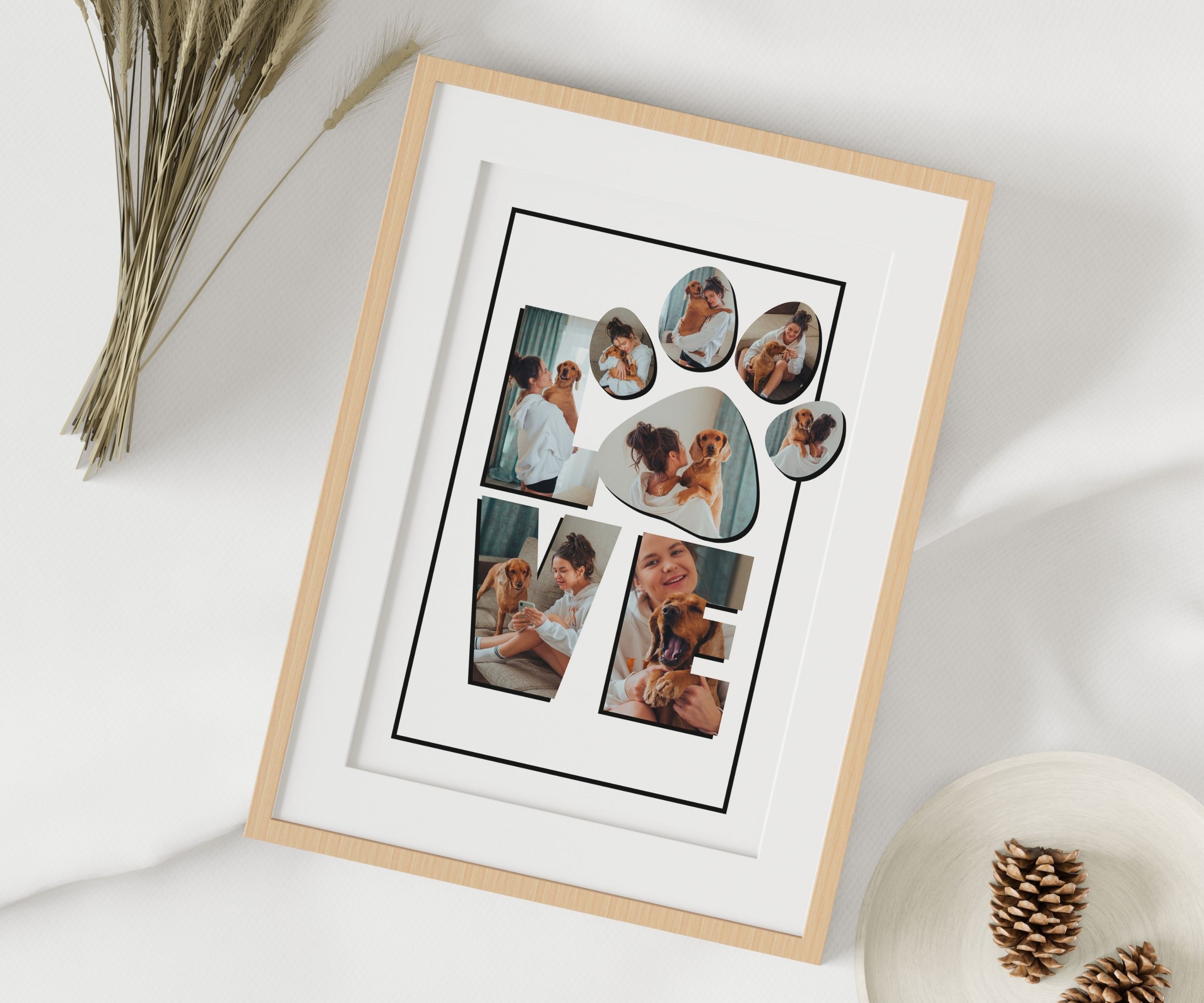 LOVE With PAW PRINT Photo Collage Canva Template Printable Personalized ...